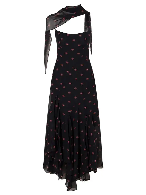 LIBEROWE Aubrey Floral-print Silk-chiffon Gown - Black