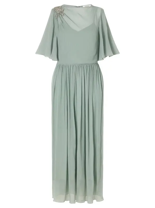 Erdem Crystal-embellished Silk Crepon Midi Dress - Green