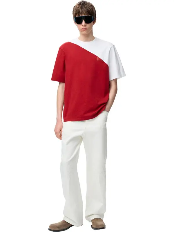 Loewe Loose Fit T-shirt In Cotton - White/red