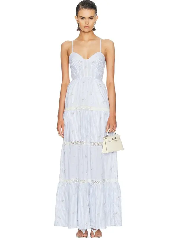 LoveShackFancy Story Maxi Dress - Sky Mist