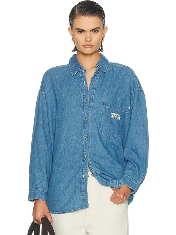 American Vintage Izeway Long Sleeve Shirt - Medium Blue