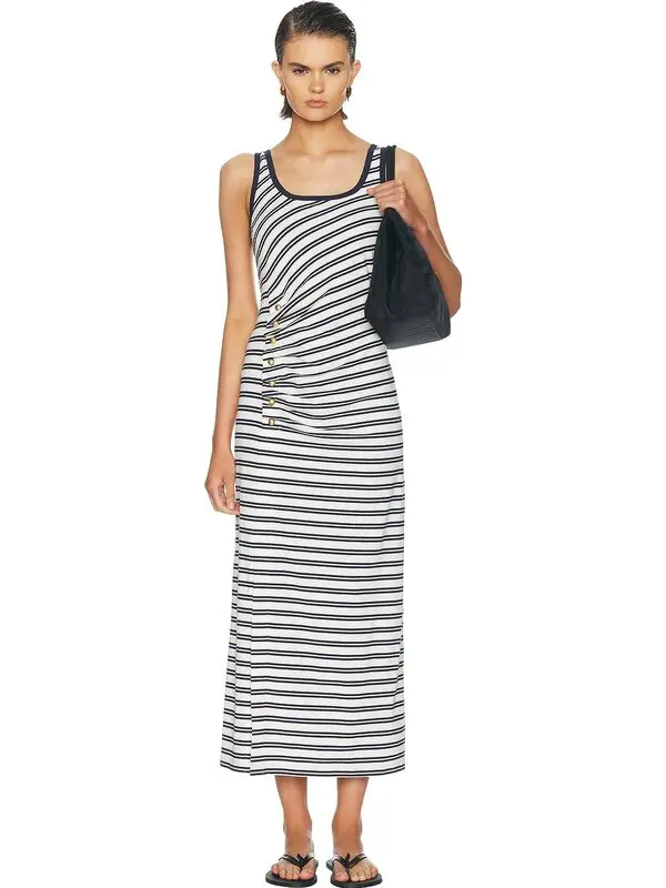Simkhai Becker Midi Dress With Button Detailing - Midnight Stripe