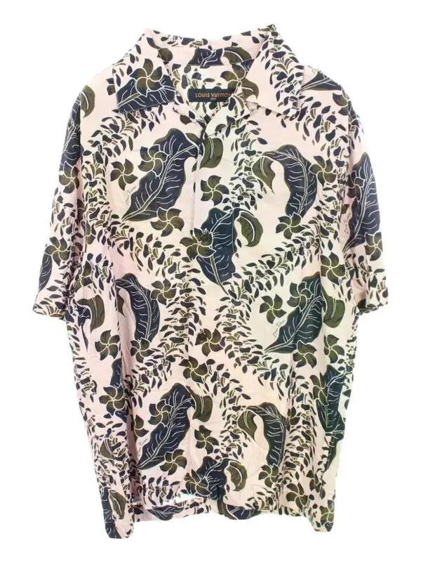 LOUIS VUITTON 2010s Leaf-print Short-sleeve Shirt - Pink