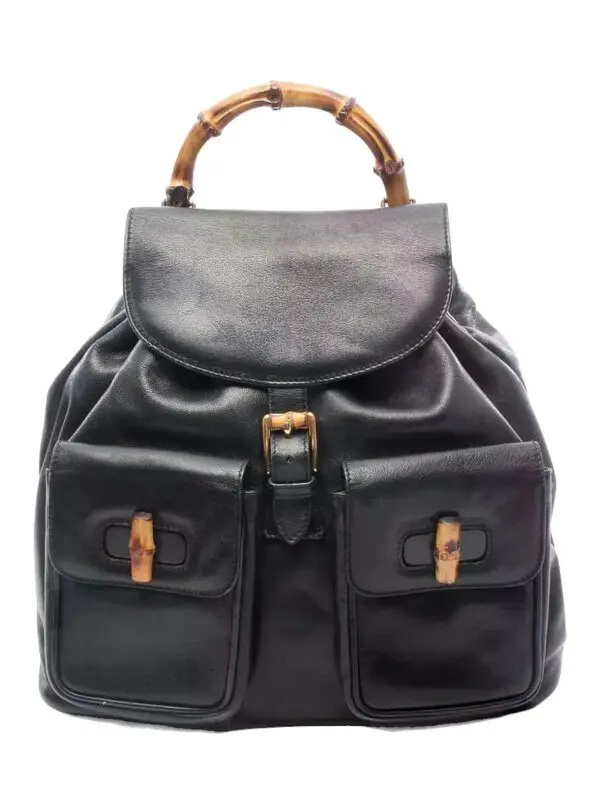 Gucci Bamboo Leather Backpack - Black