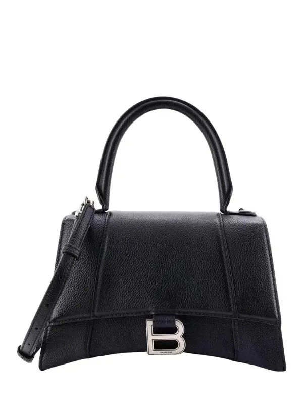 Balenciaga Hourglass Top Handle Bag Leather Small Satchel - Black