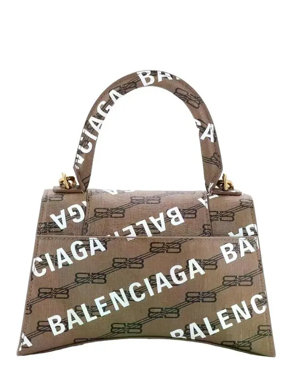 Balenciaga Hourglass Top Handle Bag Monogram Coated Canvas Small Satchel - Brown
