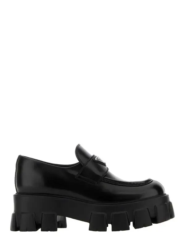 Prada Leather Monolith Loafers - Black