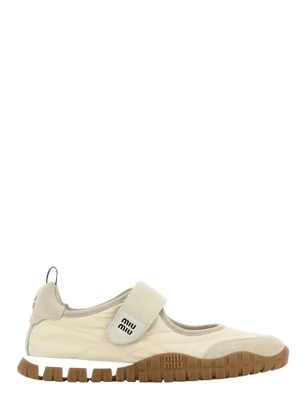 Miu Miu Fabric Tyre Ballerinas - White