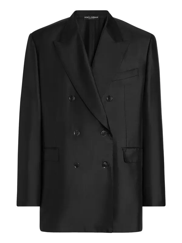 Dolce & Gabbana Sicilia Light Double-breasted Silk Twill Jacket - Black