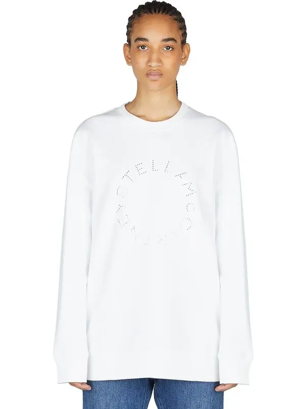 Stella McCartney Rhinestone Logo Cotton Blend Sweatshirt - White