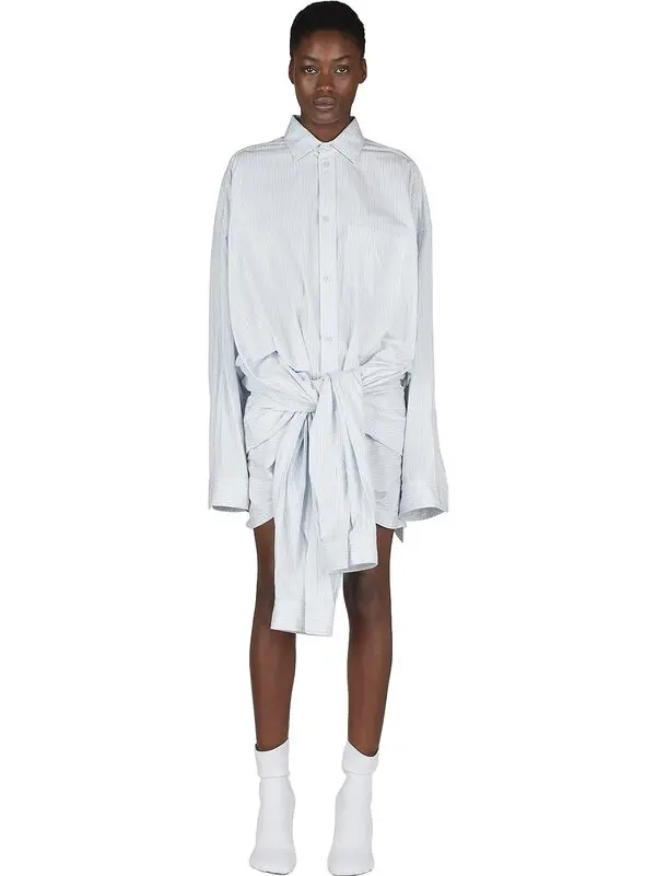 Balenciaga Pin-stripe Draped Shirt - Blue