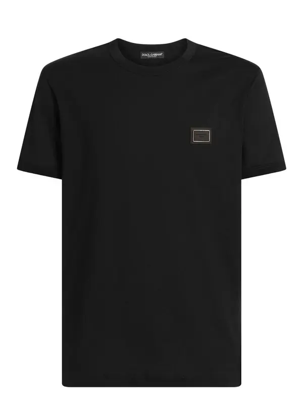 Dolce & Gabbana Cotton T-shirt With Logo Plate - Black