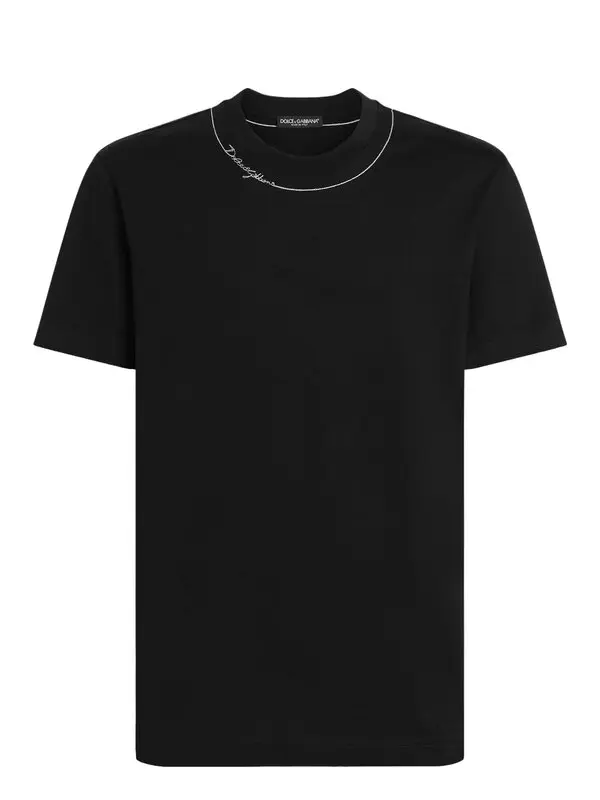 Dolce & Gabbana Cotton T-shirt With Embroidery - Black