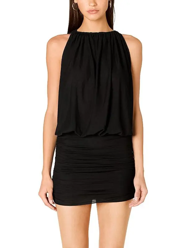 NIA Cosmo Sleeveless High Neck Mini Dress - Black
