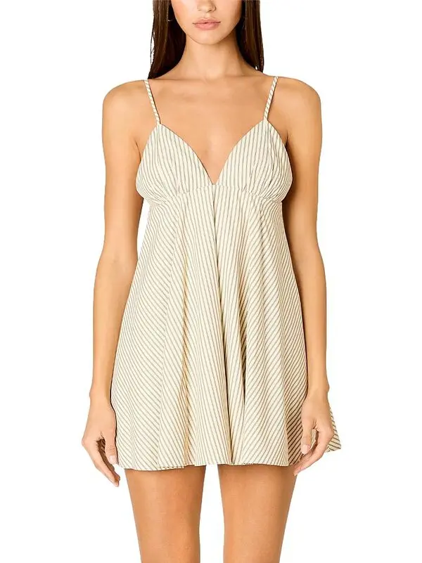 NIA Alessia Sleeveless V Neck Mini Dress - Oat