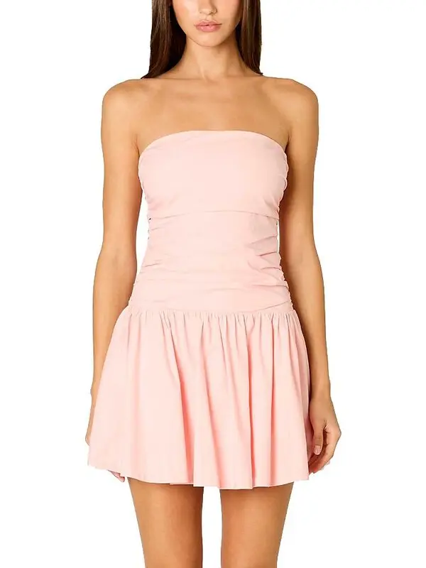 NIA Strapless Drop Waist Mini Dress - Blush