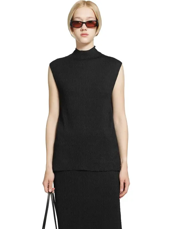 THE ROW Oakson Sleeveless Mock Neck Top - Black