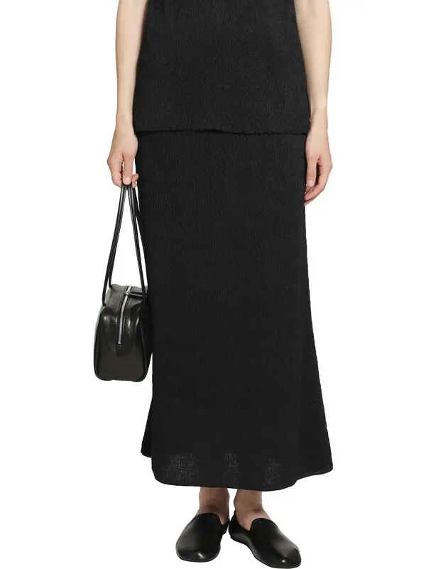 THE ROW Oboe Skirt In Crinkled Silk - Black
