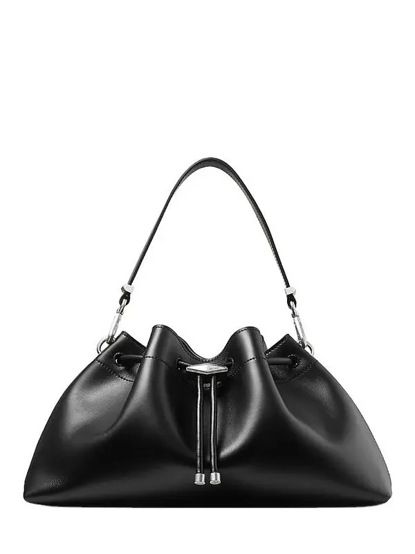 JIMMY CHOO Leather Cinch Bag With Brass Trim - Black