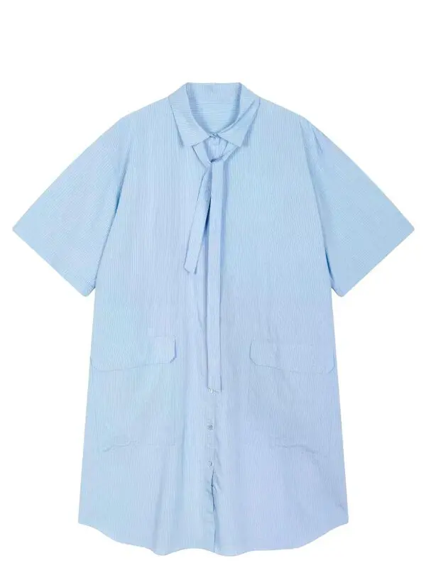 JNBY Crinkle-effect Striped Shirt Dress - Blue