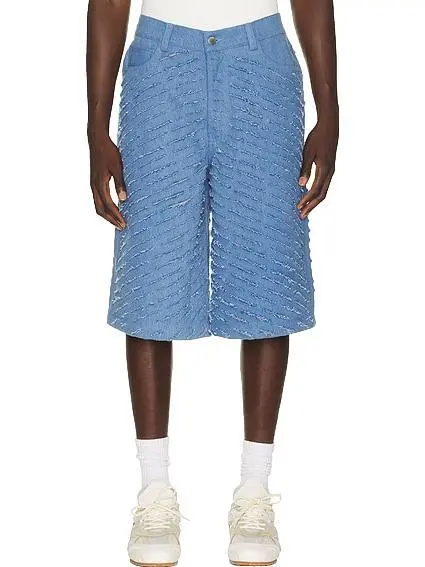 PAS UNE MARQUE Cut Through Denim Shorts - Blue