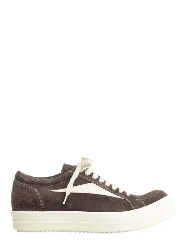 Rick Owens Low-top Leather Sneakers With Contrast Stitching - Brown