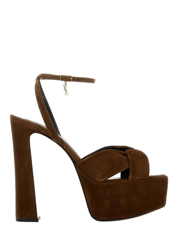 Saint Laurent Suede Franciane Sandals - Brown
