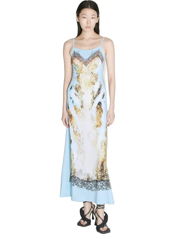 Y/project Lace Print Maxi Dress - Blue