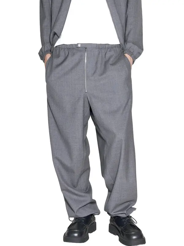 Prada Wool Pants With Exposed Zip-fly Fastening - Gray
