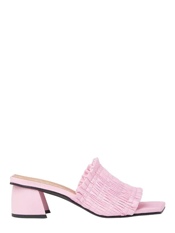 GANNI Smock Kitten Heel Mules - Pink