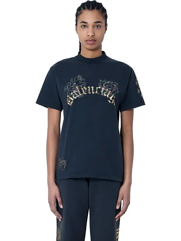 Balenciaga Cotton T-shirt With Tattoo Motif - Black