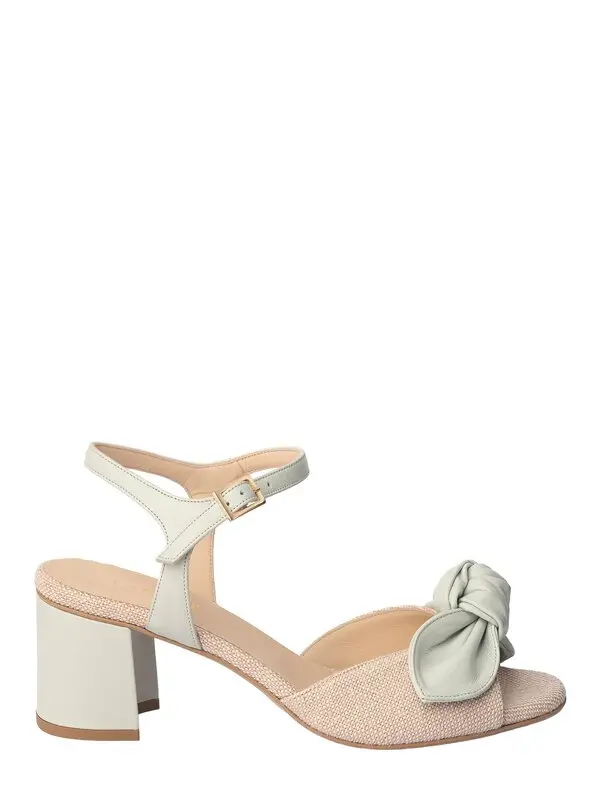 Lukure Bonbon Woven Canvas And Leather Sandals With Bow Detailing - Pale Mint
