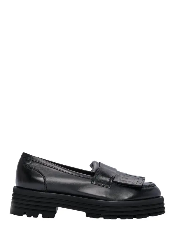 Lukure Gea Hand-painted Kangaroo Leather Loafers - Black