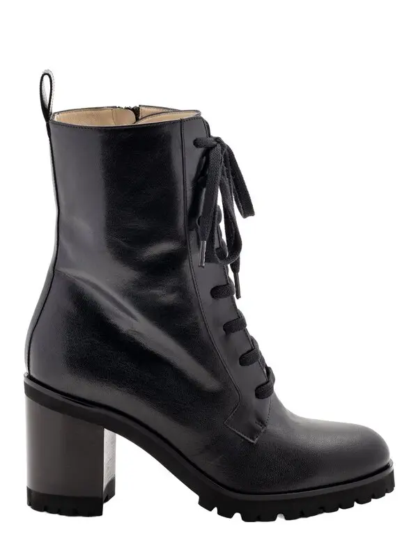 Lukure Agathe Lace-up Block Heel Boots - Black