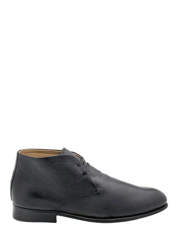 Lukure Fleur Kangaroo Leather Lace-up Bootie - Black