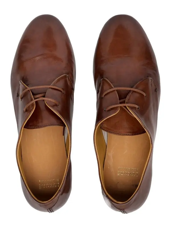 Lukure Kate Kangaroo Leather Lace-up Flats - Cognac