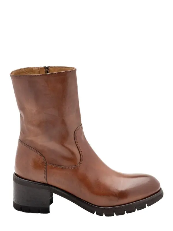 Lukure Iza Kangaroo Leather Ankle Boots - Cognac