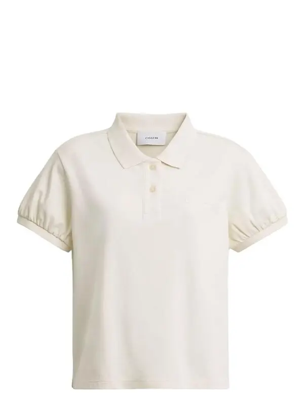 COACH Organic Cotton Script Shrunken Polo - Cream