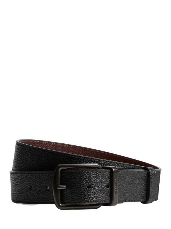 COACH Boxed Plaque And Harness Buckle Cut-to-size Reversible Belt, 38mm - Black/maple
