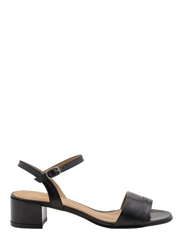 Lukure Eliza Mid-heel Leather Sandals - Black