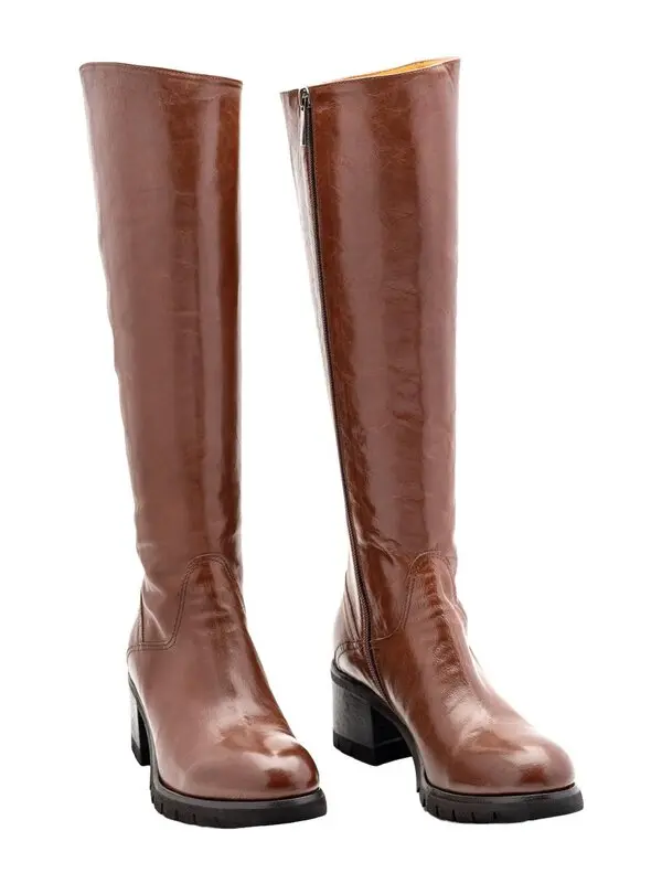 Lukure Kangaroo Leather Knee-high Boots - Brown