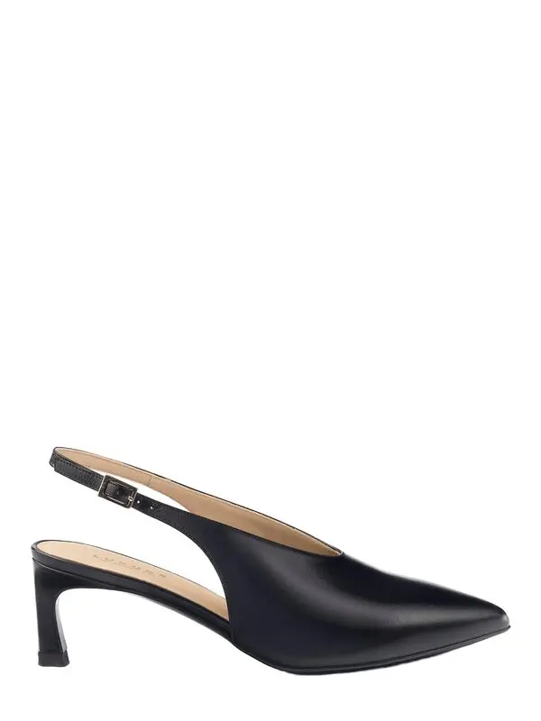 Lukure Vittoria Kangaroo Leather Slingback Kitten Heels - Black