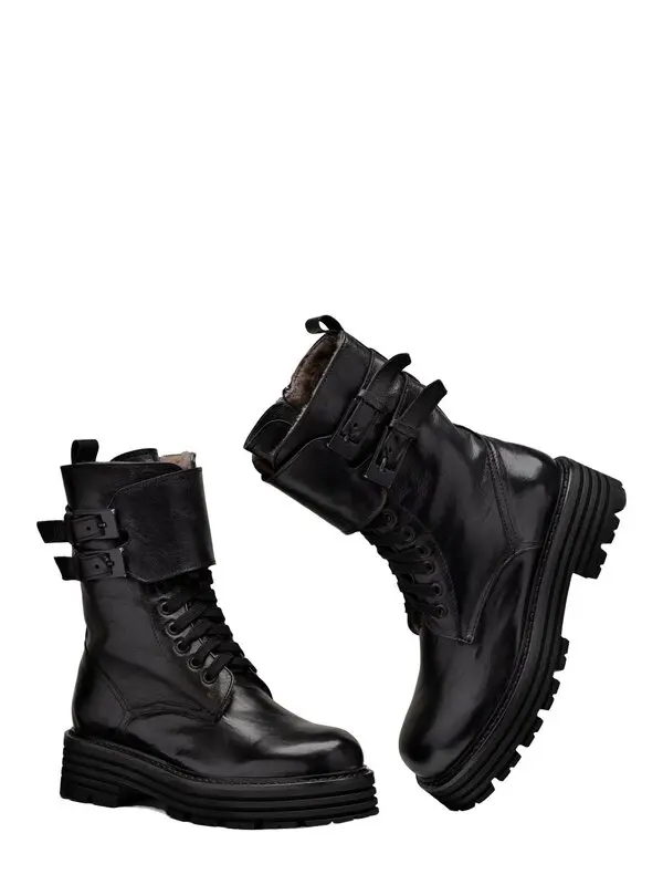 Lukure Army Fur Boots - Black