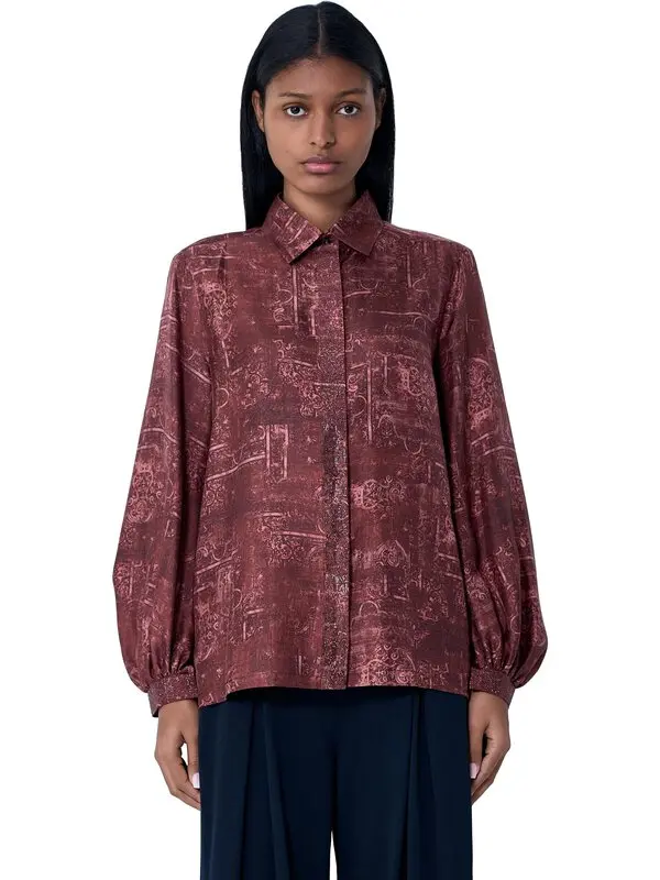 Max Mara Silk Printed Button-down Shirt - Multicolor