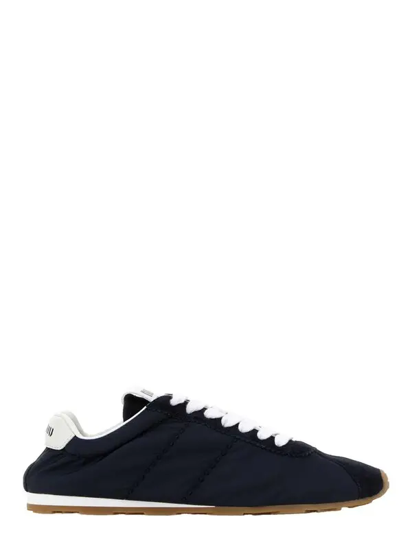 Miu Miu Navy Fabric And Suede Sneakers - Blue