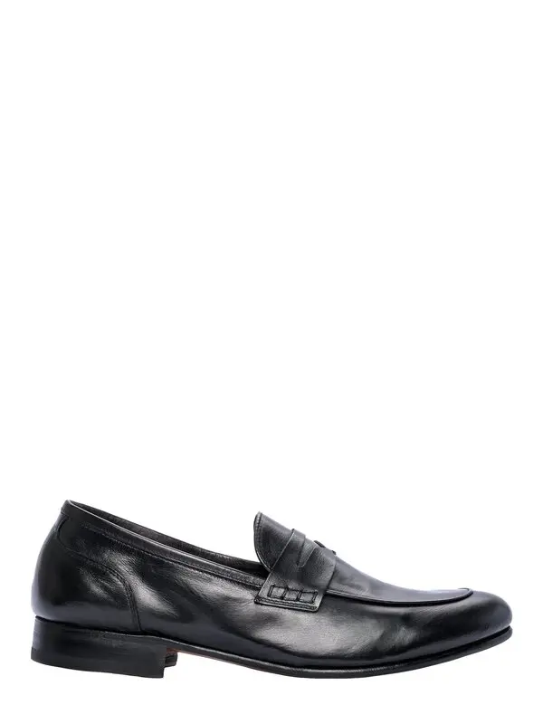 Lukure Elio Hand-painted Kangaroo Leather Loafers - Black
