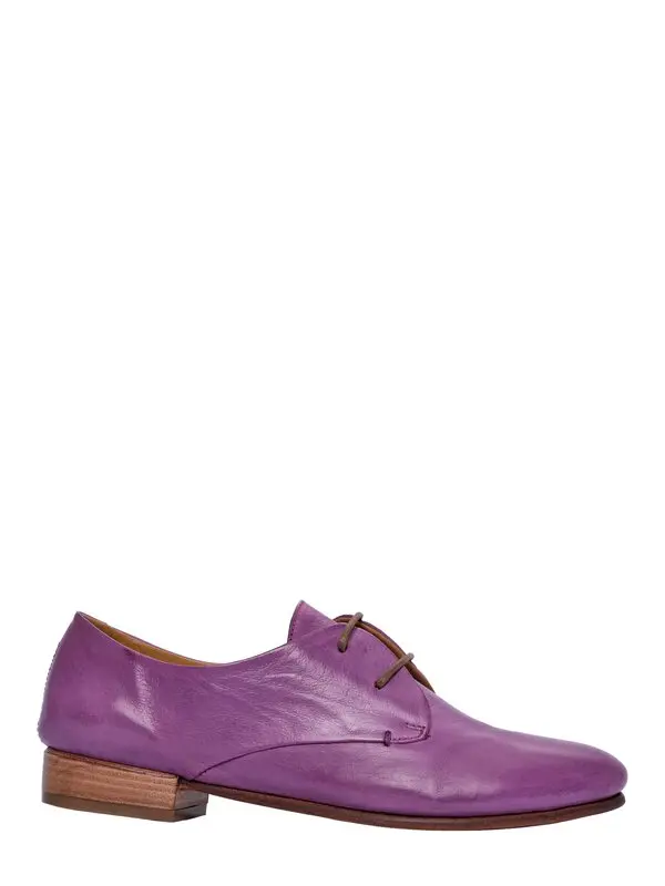 Lukure Kate Lace-up Kangaroo Leather Flats - Fuchsia
