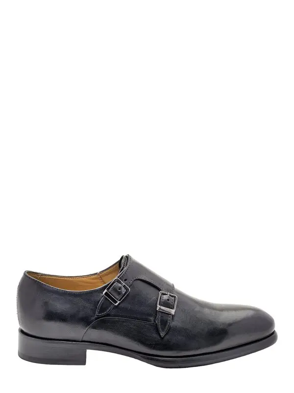 Lukure Rutherford Monk Strap Shoes - Black