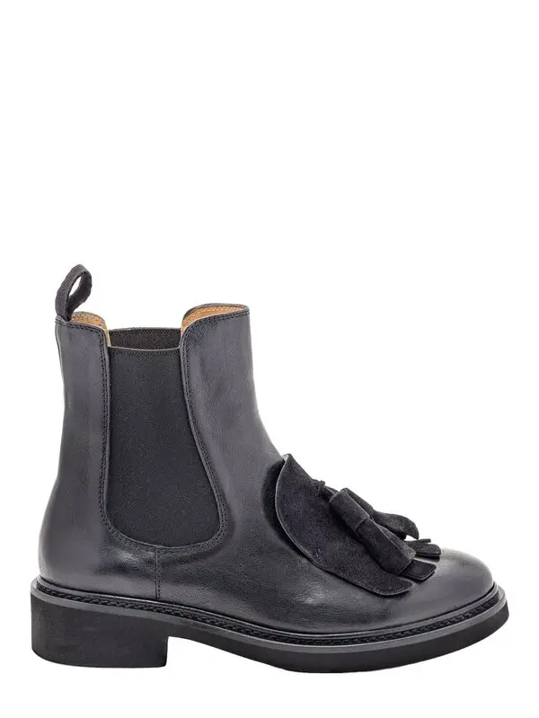 Lukure Francesca Kangaroo Leather Chelsea Boots With Tassel Detail - Black