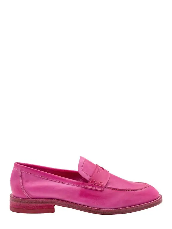 Lukure Mina Hand-dyed Leather Loafers - Raspberry